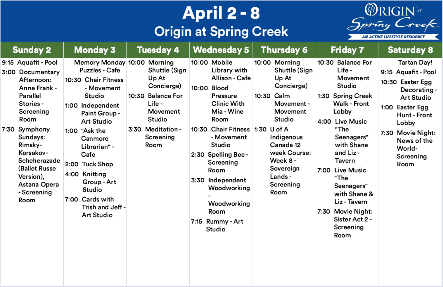 What’s Happening This Week? - Origin at Spring Creek